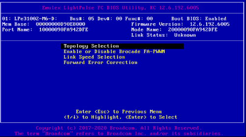 How do I configure the topology on Broadcom Emulex LPe31000-series and ...