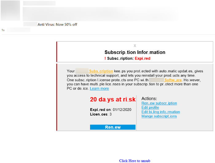Fake renewals for antivirus products emerge as scam campaigns