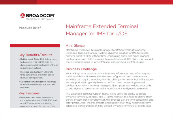 Mainframe Extended Terminal Manager for IMS for z/OS